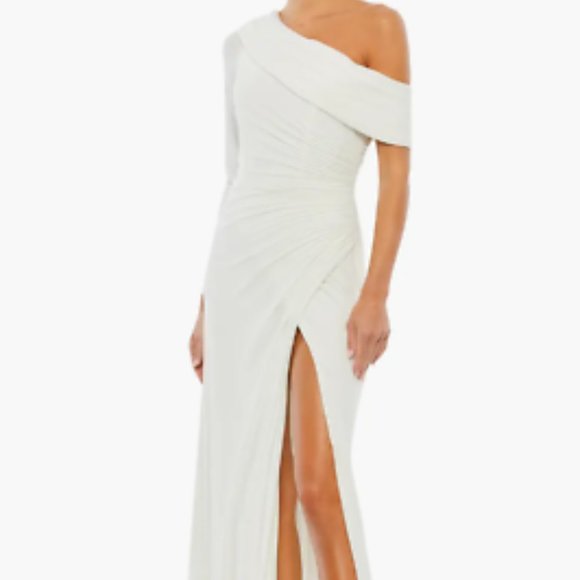 Mac Duggal | Dresses | Mac Duggal Fold Over Neck One Shoulder Long ...